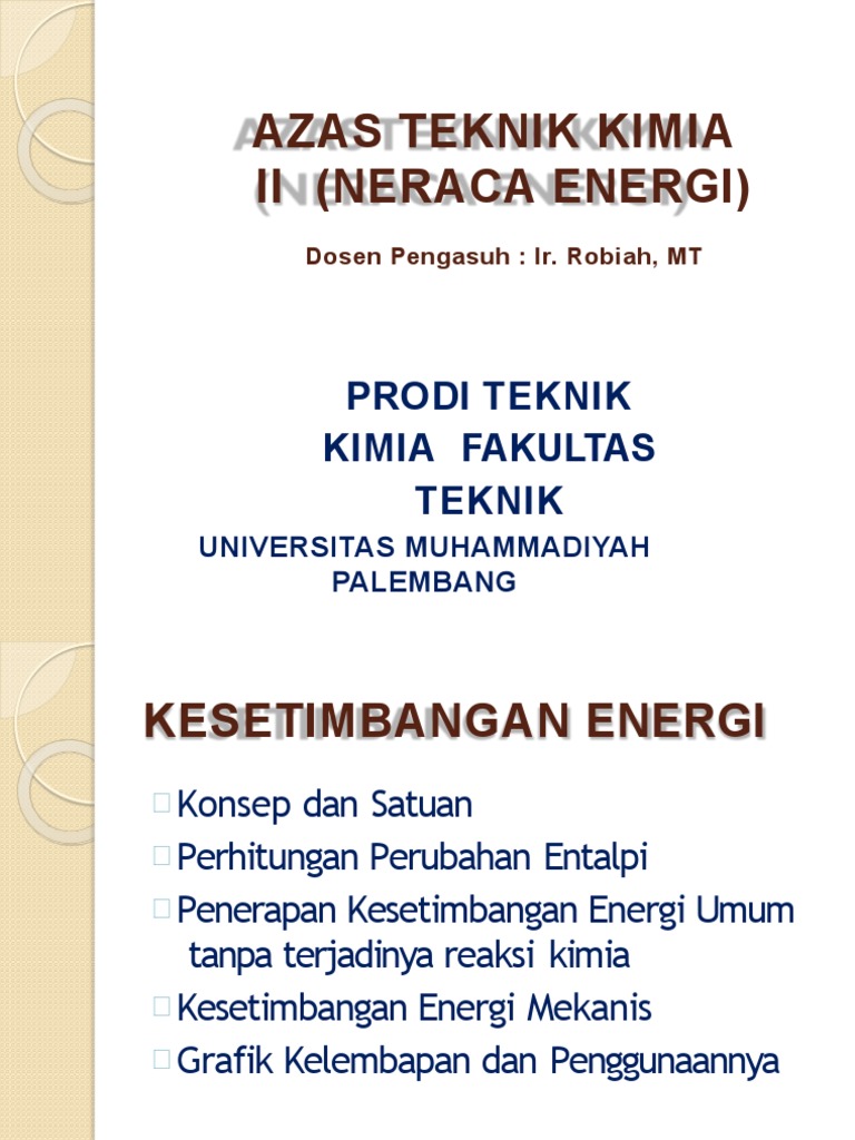KESETIMBANGAN ENERGI DALAM PROSES TERMAL | PDF