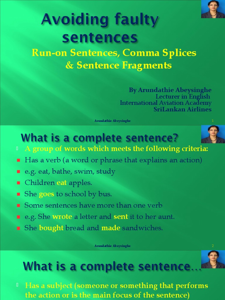 PDF Punctuation Rules-Run On Sentences Comma Splices and Sentence ...