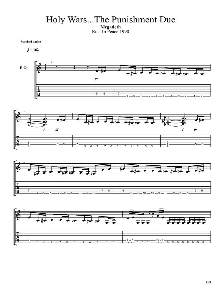 Megadeth: Holy Wars Guitar Tabs | PDF | Hard Rock | Music Industry