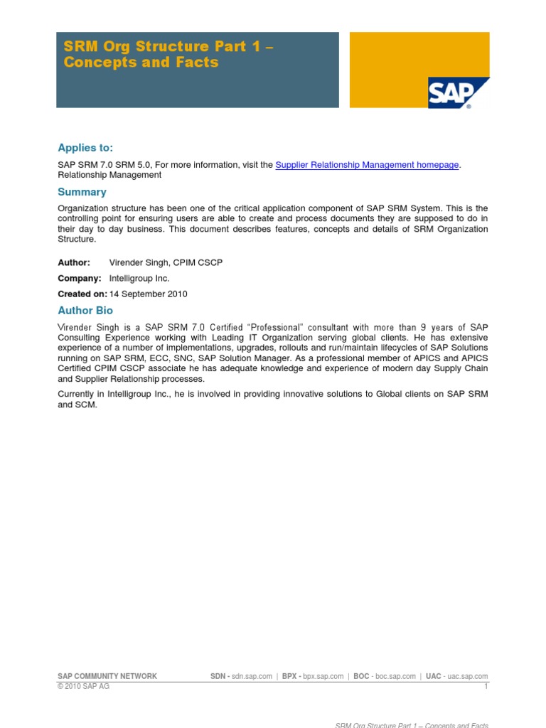 SRM Org Structure Part 1 - Concepts and Facts | PDF | Hierarchy | Sap Se
