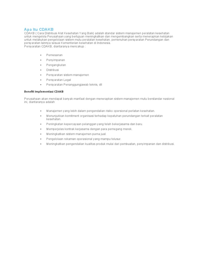 Apa Itu CDAKB | PDF