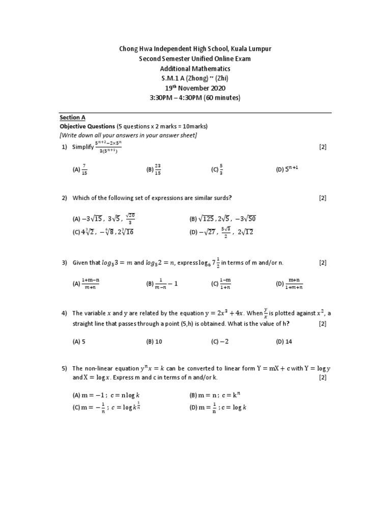 Add Maths | PDF | Logarithm | Square Root