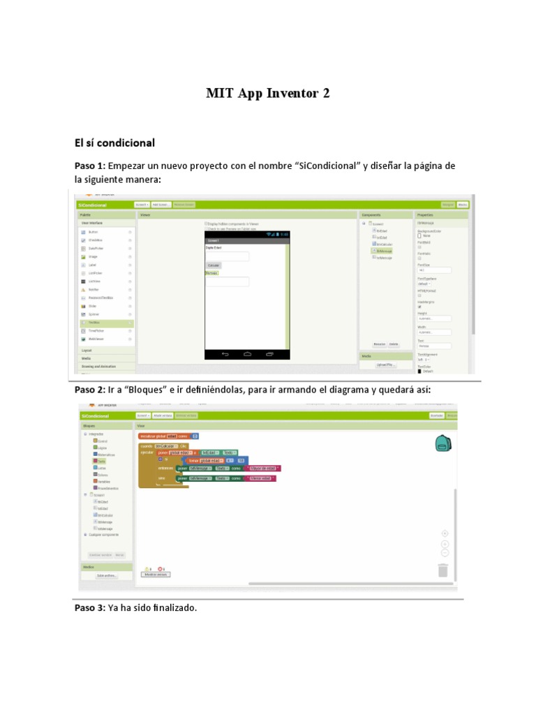 Guía de MIT App Inventor: Condicionales | PDF
