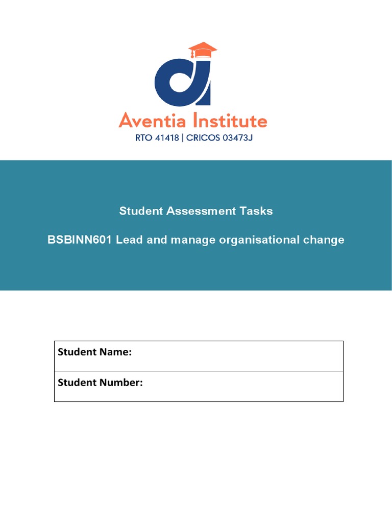 BSBINN601 Student Assessment Tasks | PDF | Change Management | Risk Management