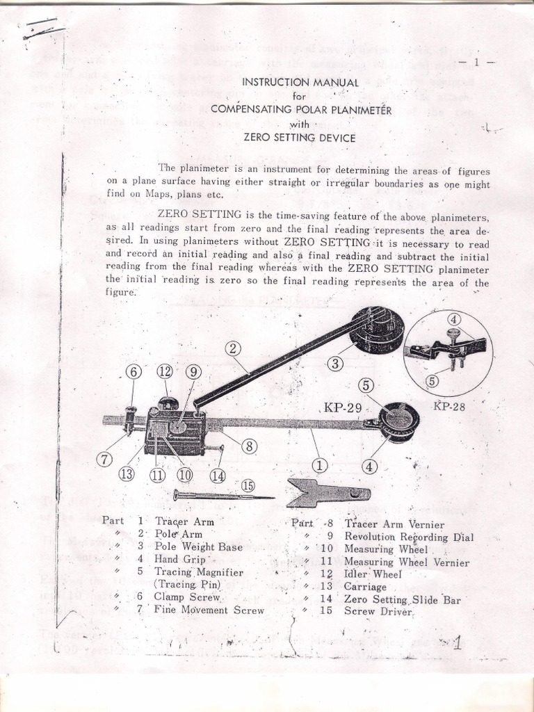 Instruction Manual For Compensating Polar Planimeter | PDF