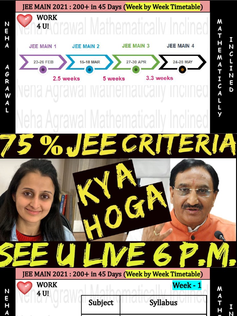 JEE MAIN 2021 - 45 DAYS Timetable | PDF