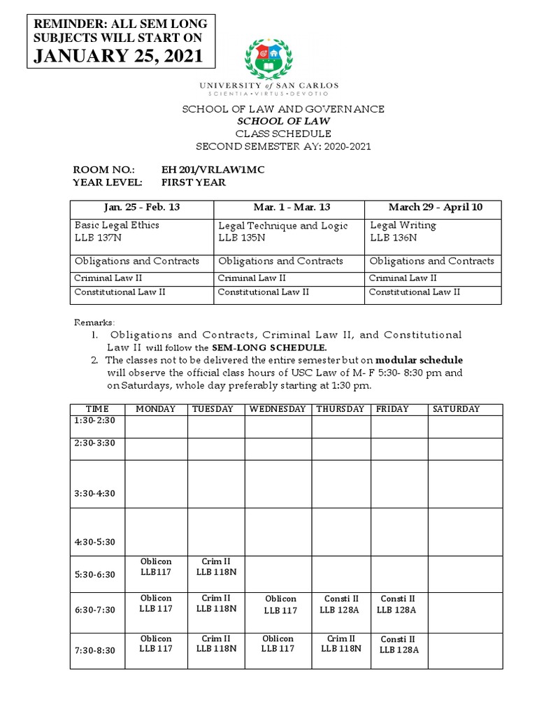 STUDENTS COPY Revised Class Sched Second Sem AY 2020 2021 As 1 - 16 ...