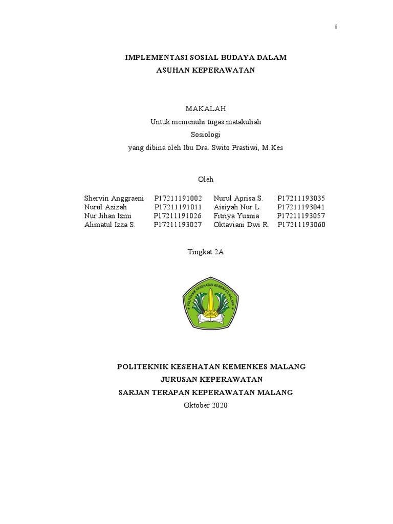 KEL 1 - Implementasi Sosial Budaya Dalam Asuhan Keperawatan | PDF