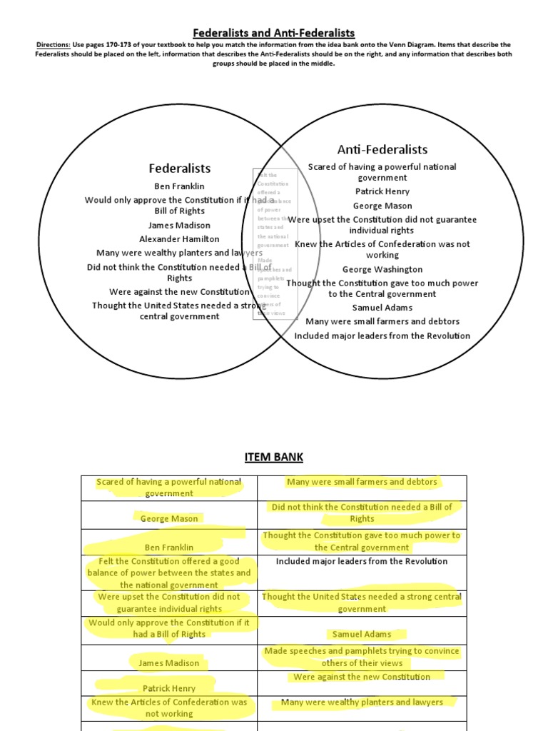Level 3-4 Venn Diagram Slips - Feds and AntiFeds | PDF | United States ...