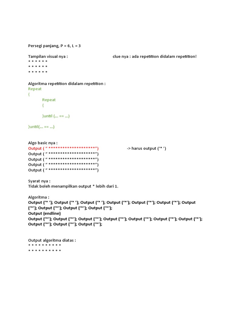 Nested Repetition Loops to Output Asterisk Patterns | PDF