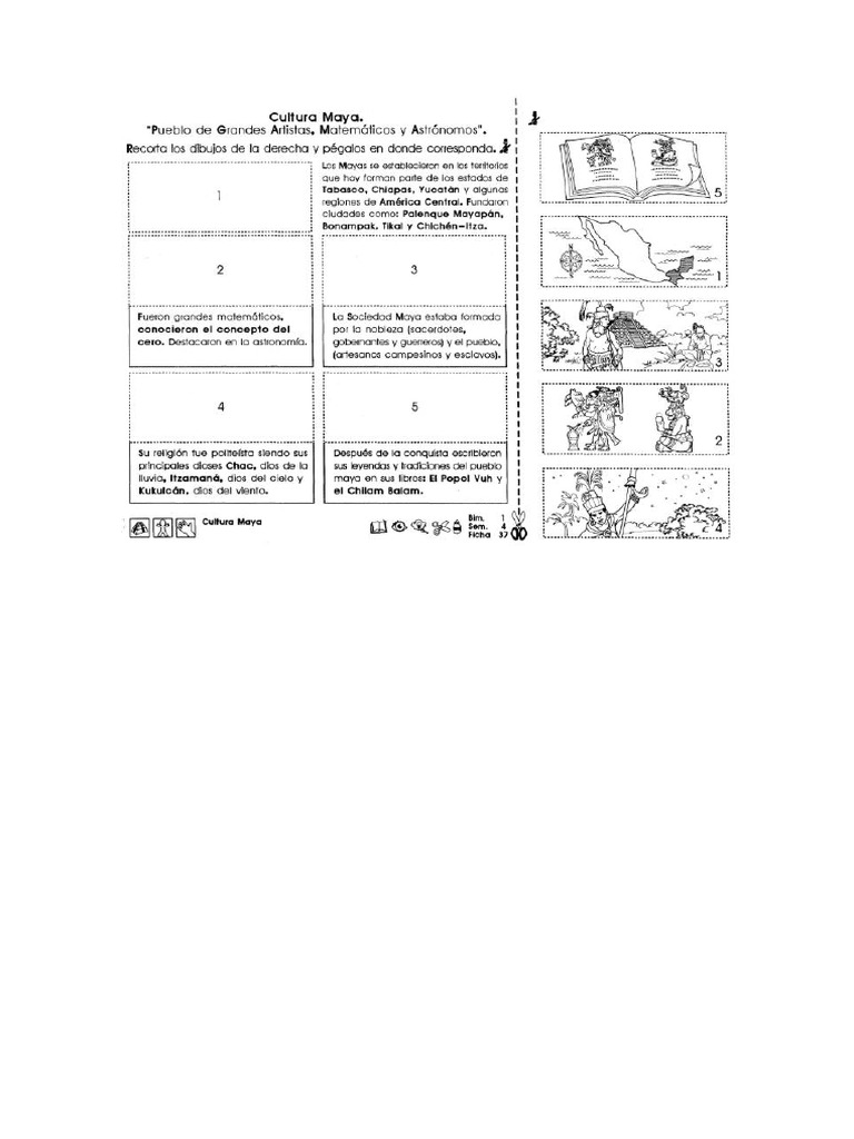 Cultura Maya Ejercicio Con Imagenes | PDF