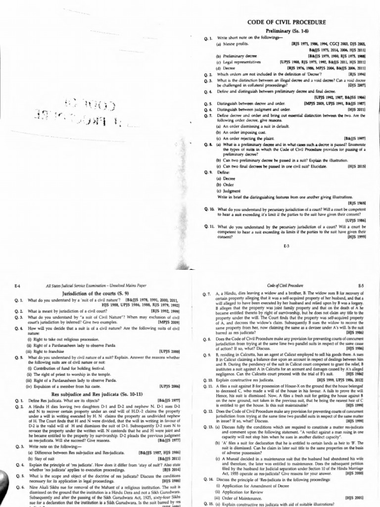 CPC Mains | PDF | Res Judicata | Lawsuit