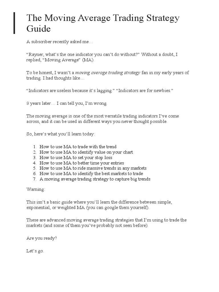 The Moving Average Trading Strategy Guide | PDF | Moving Average ...