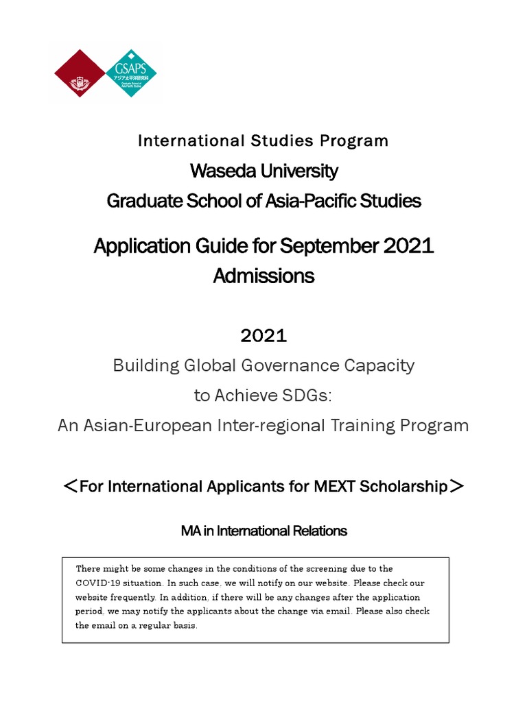 Mext Gsaps 2021.09 Ma Applicationguide Eng | PDF | Governance | Thesis