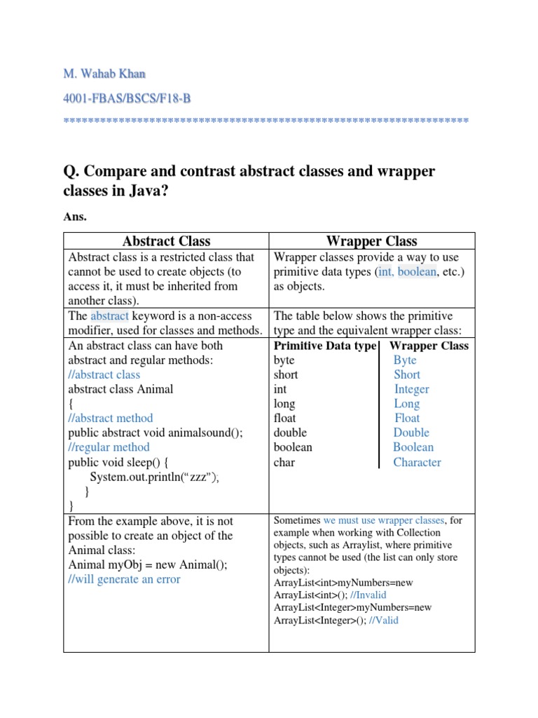 4001 BSCS (Assignment 2) | PDF | Class (Computer Programming) | Data Type