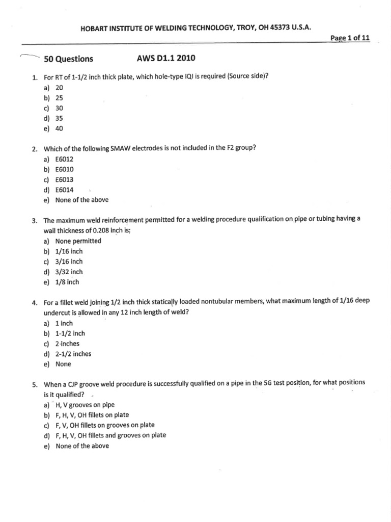 CWI 50 Test Questions | PDF