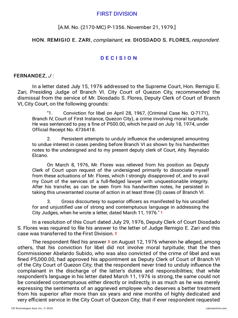 Complainant vs. vs. Respondent: First Division | PDF | Moral Turpitude ...