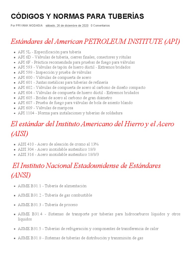 Codes and Standards For Piping - Piping-Knowledge-111 | PDF | Tubería ...