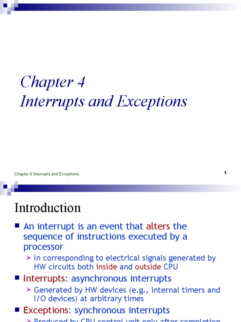 1 Chapter 4 Interrupts and Exceptions | PDF | Computing | Computer Architecture