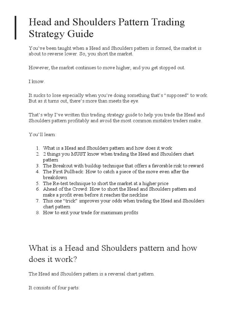 Head and Shoulders Pattern Trading Strategy Guide | PDF | Prices ...