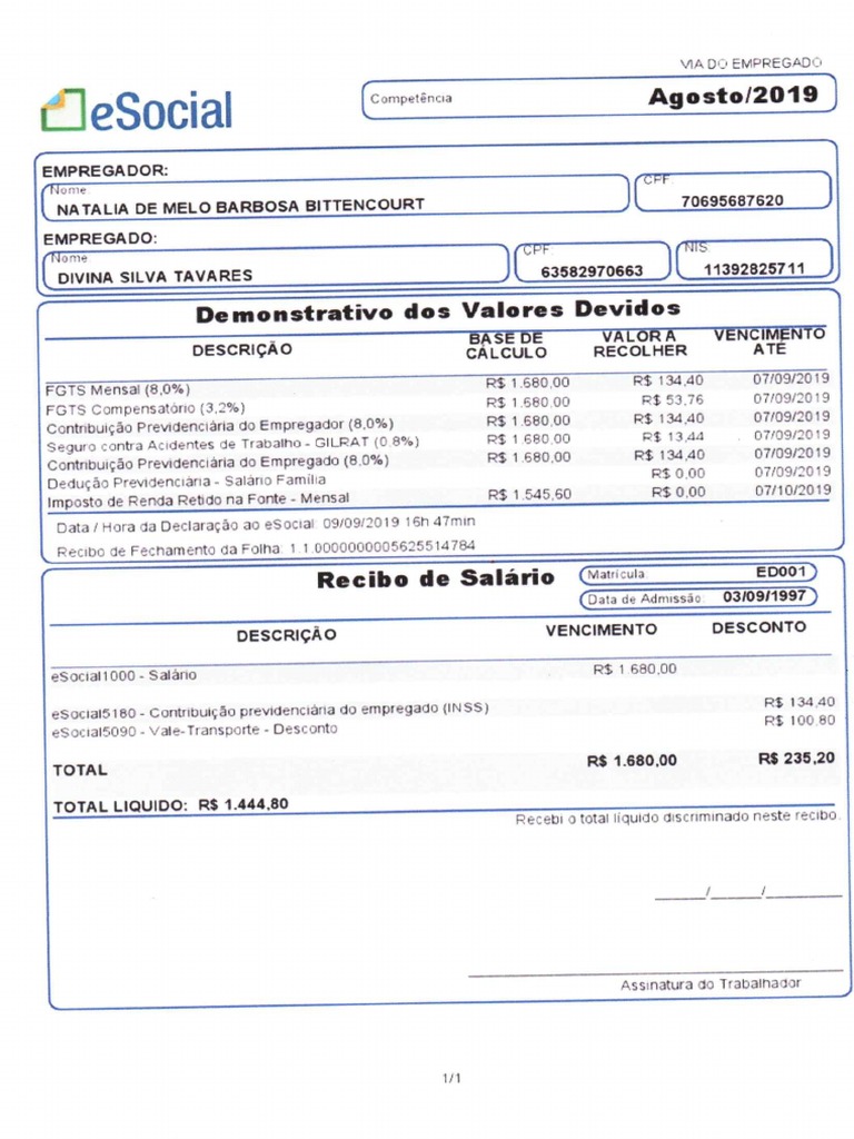 Holerite Mei Padrão | PDF