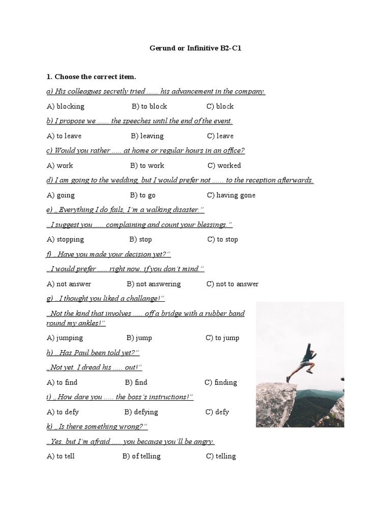 7) Gerund or Infinitive B2-C1 | PDF