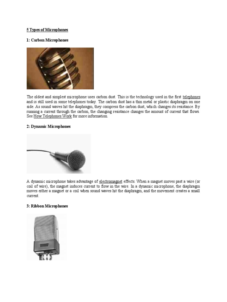 Types of Microphones Explained | PDF