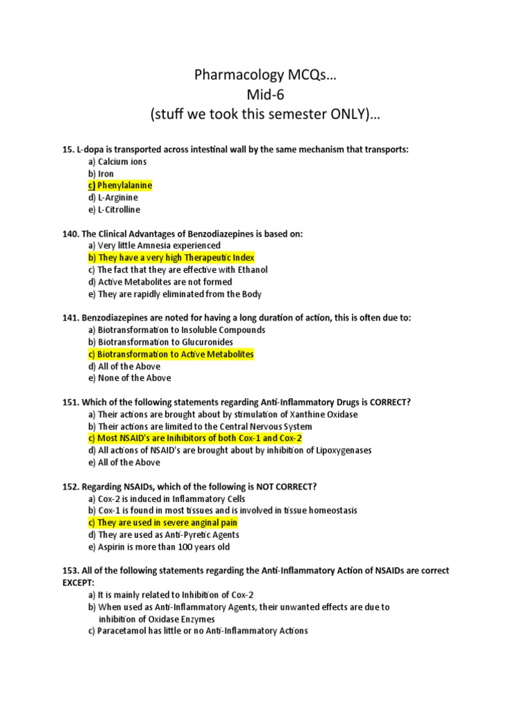 Pharmacology MCQs | PDF | Nonsteroidal Anti Inflammatory Drug | Aspirin