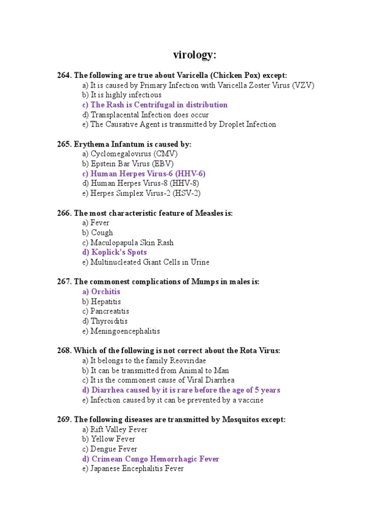 Virology:: C) The Rash Is Centrifugal in Distribution | PDF | Virus ...