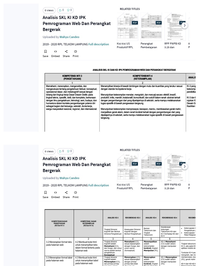 PDF Analisis SKL Ki KD Ipk Pemrograman Web Dan Perangkat Bergerak DL | PDF