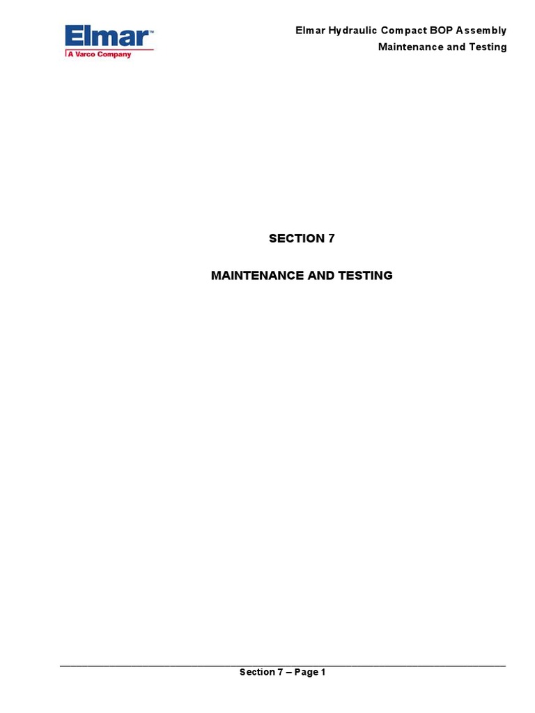 Compact BOP Section 7 - Maintenance + Testing | PDF | Valve | Leak