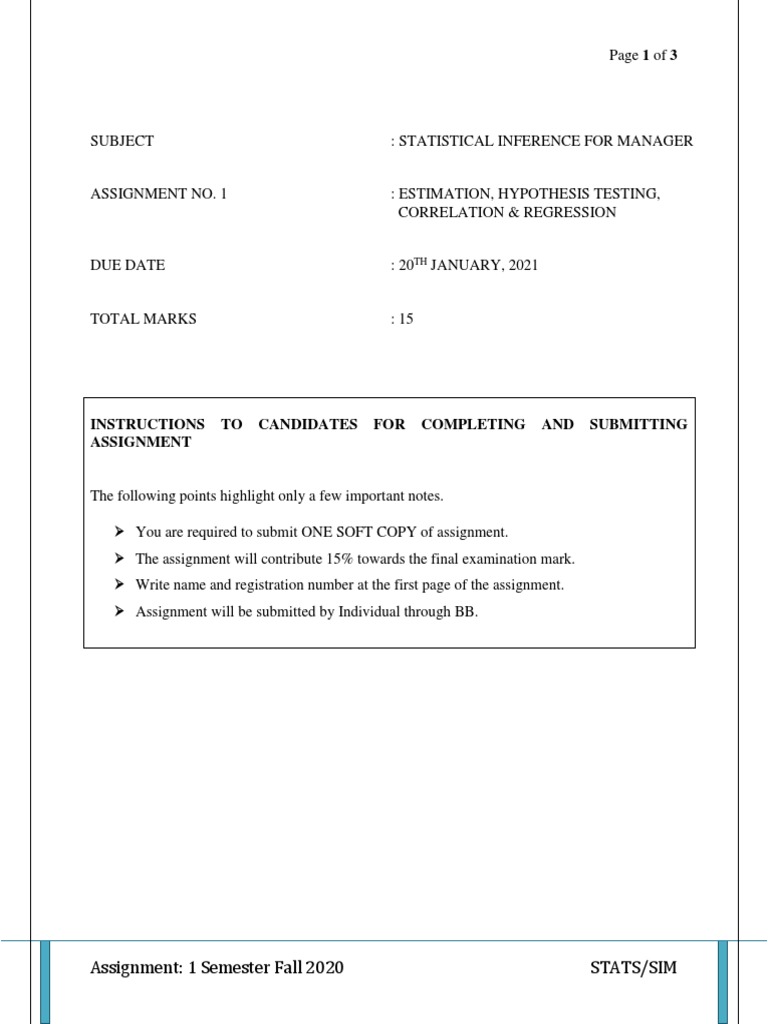 Assignment No 01 Sim | PDF | Statistical Theory | Statistics