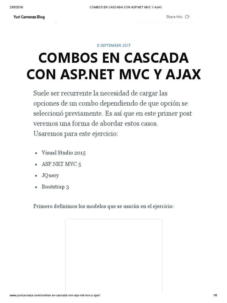 Combos en Cascada Con Asp - Net MVC y Ajax | PDF | Programación de computadoras | Ingeniería de ...
