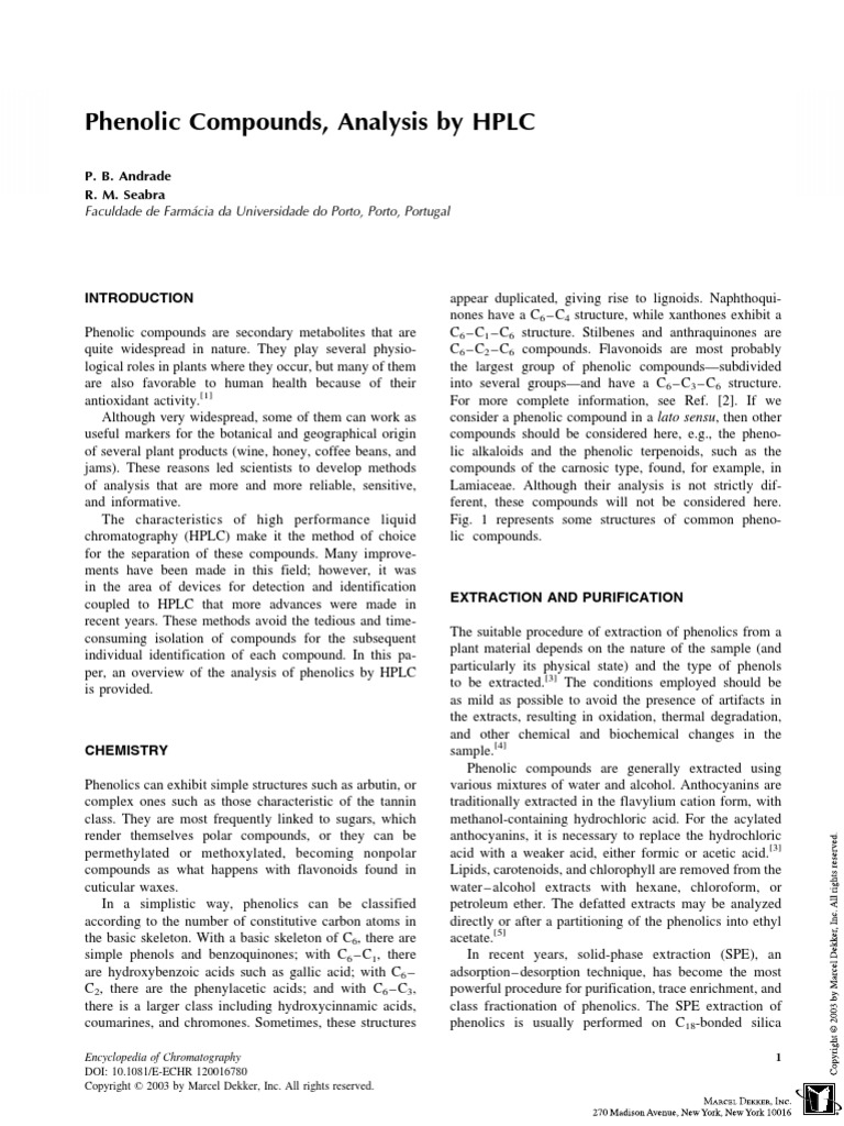 10 Phenolic Compounds Analysis by HPLC | PDF | High Performance Liquid ...