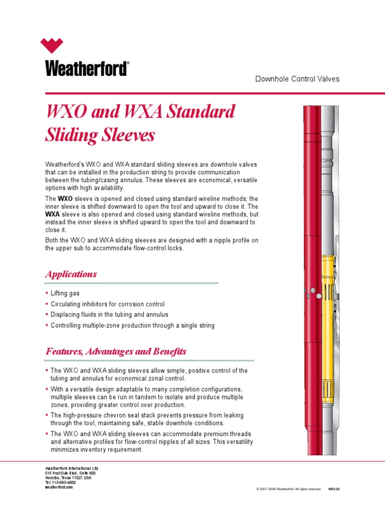 Wxo - Wxa Sliding Sleeve | PDF | Pipe (Fluid Conveyance) | Chemical ...