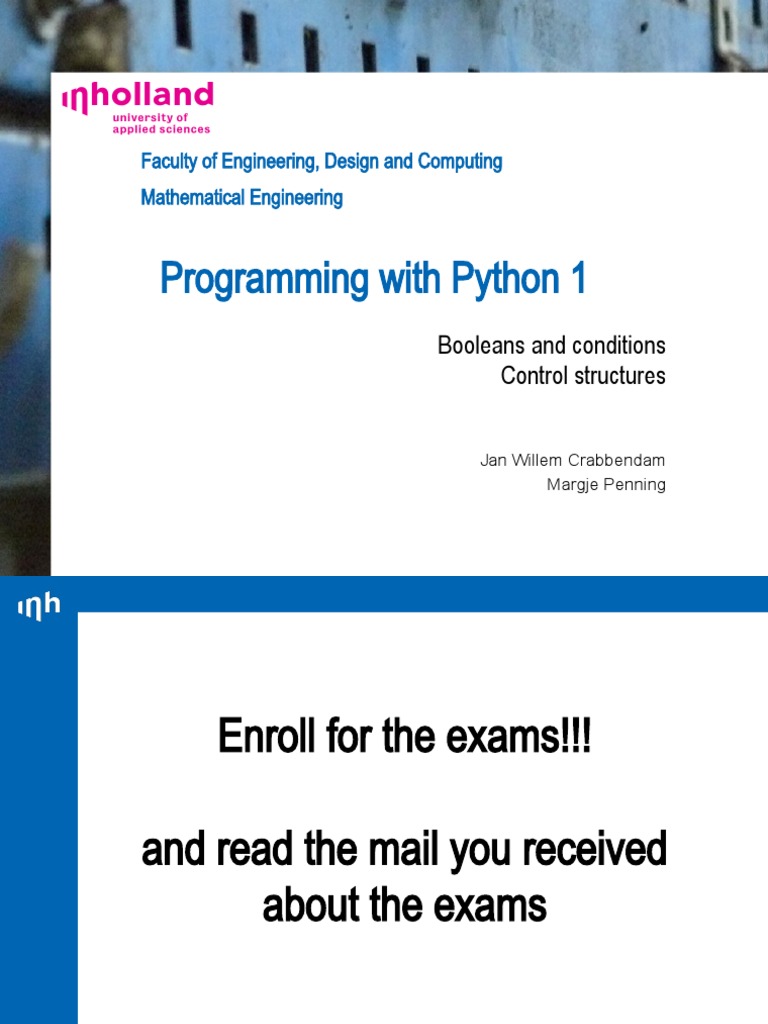 Programming With Python 1: Mathematical Engineering Faculty of Engineering, Design and Computing ...