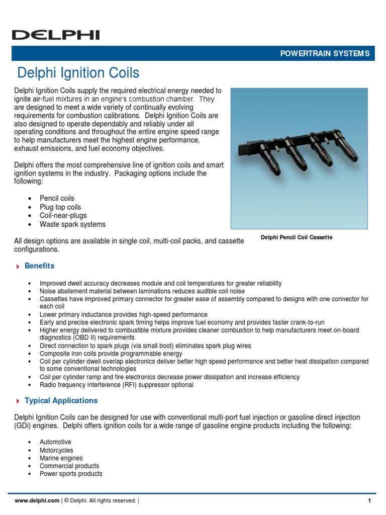 Delphi Ignition Coils: Powertrain System S | PDF | Distributor ...