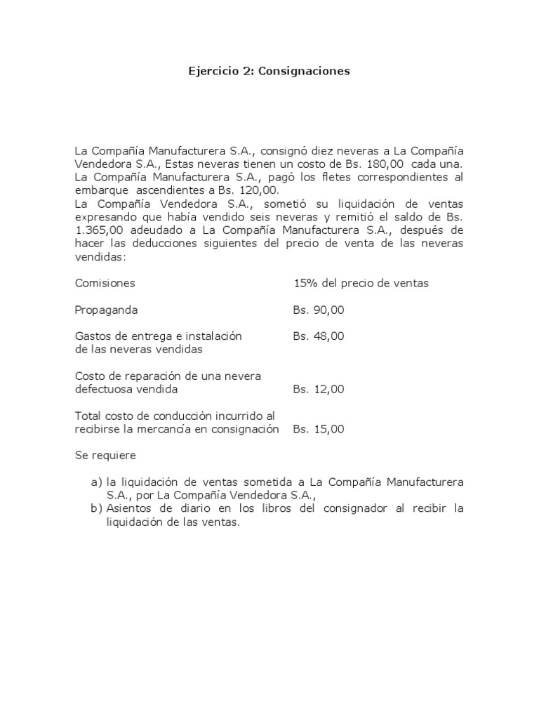 Ejercicio 2 Consignaciones | PDF