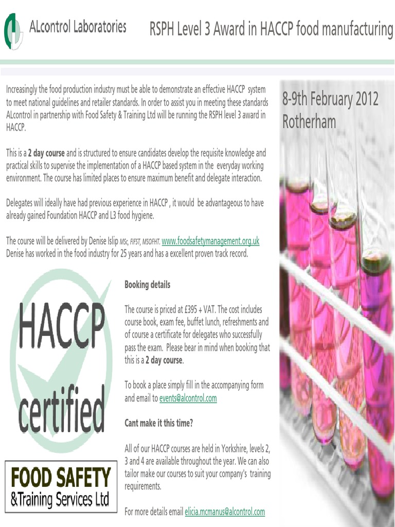 RSPH Level 3 Award in HACCP Food Manufacturing: MSC, Fifst, Msofht | PDF