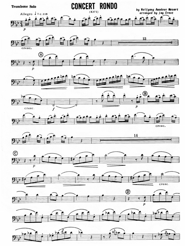 Wolfgang Amadeus Mozart - Concert Rondo (Trombone) | PDF