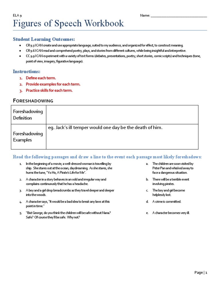 Figures of Speech Workbook | PDF | Irony | Anthropomorphism