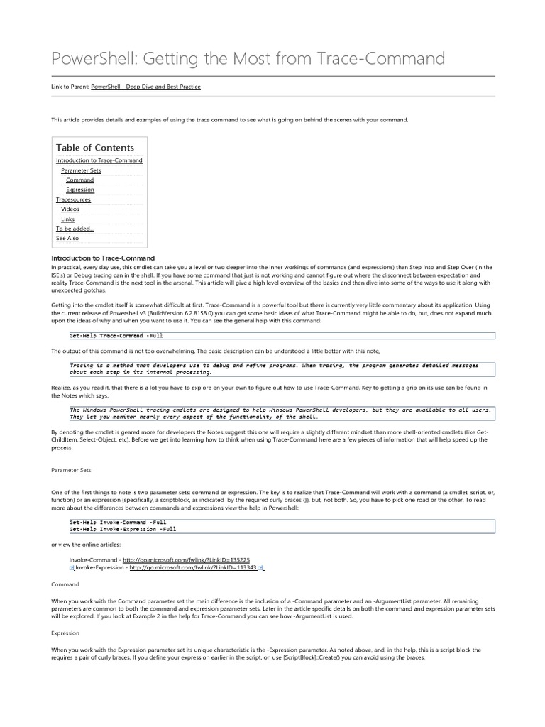 PowerShell Getting The Most From Trace-Command PDF | PDF | Computer ...