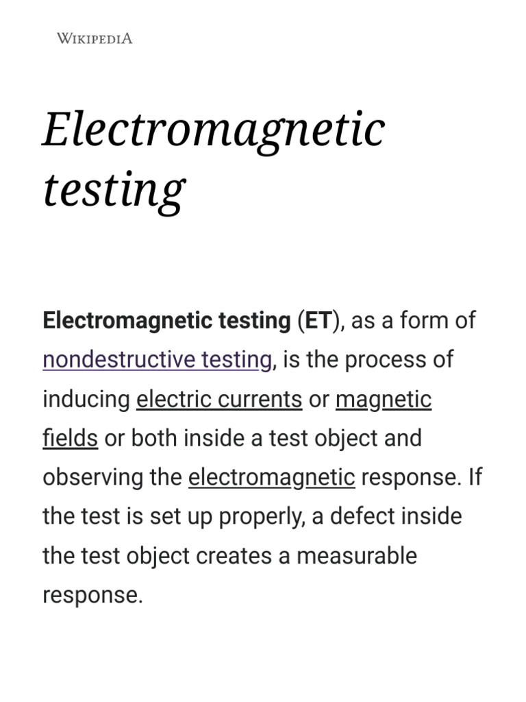 ET Testing Methods Guide | PDF | Nondestructive Testing | Metrology