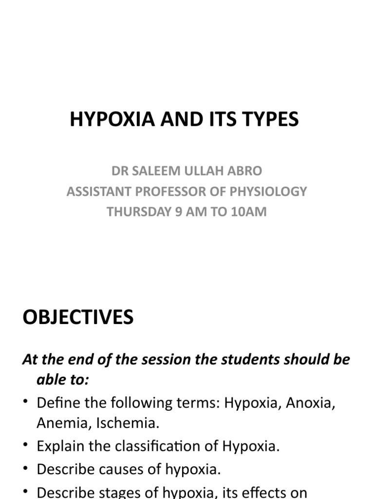 Hypoxia and Its Types Saleem | PDF | Hypoxia (Medical) | Artery