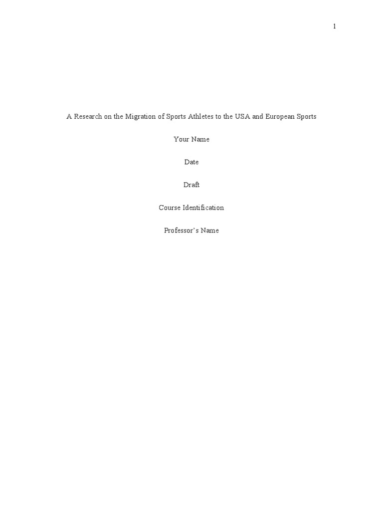 A Research On The Migration of Sports Athletes To The USA and European ...