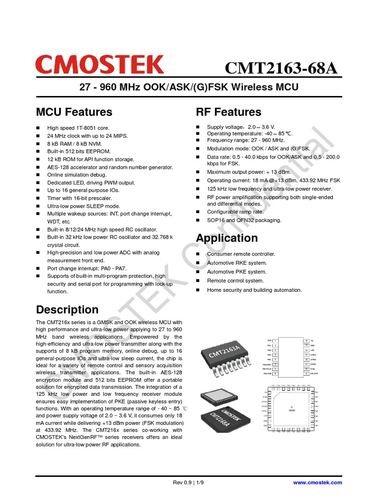 CMT2163 68A Datasheet EN | PDF | Microcontroller | Information And ...