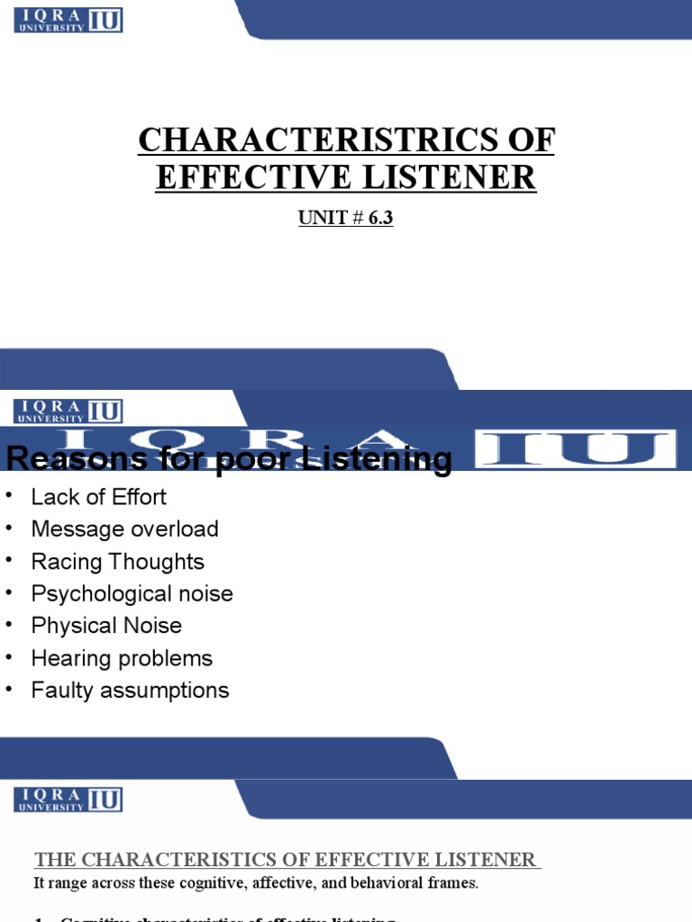 Characteristrics of Effective Listener | PDF | Career & Growth ...