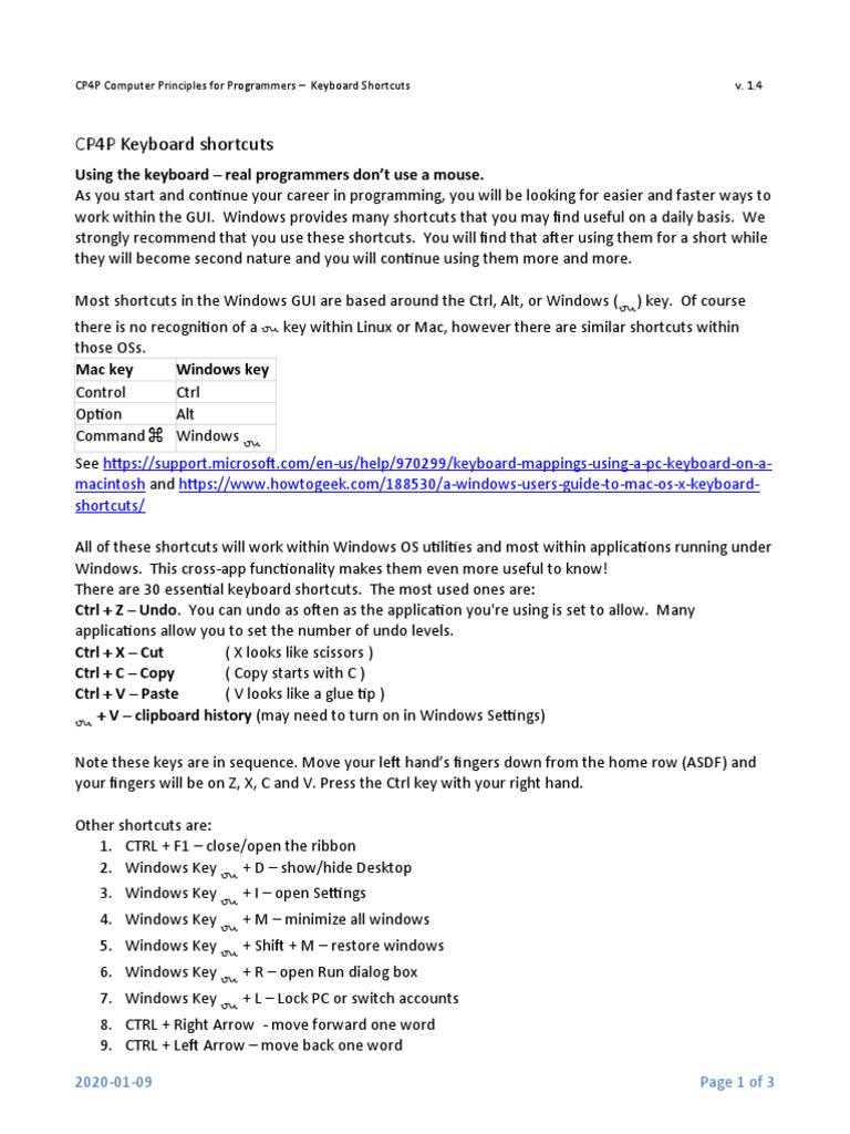 Windows Keyboard Shortcut Notes | PDF | Graphical User Interfaces ...