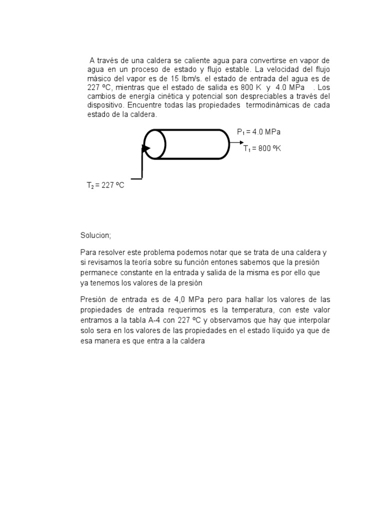 Ejercicio para Resolver | PDF | Caldera | Temperatura