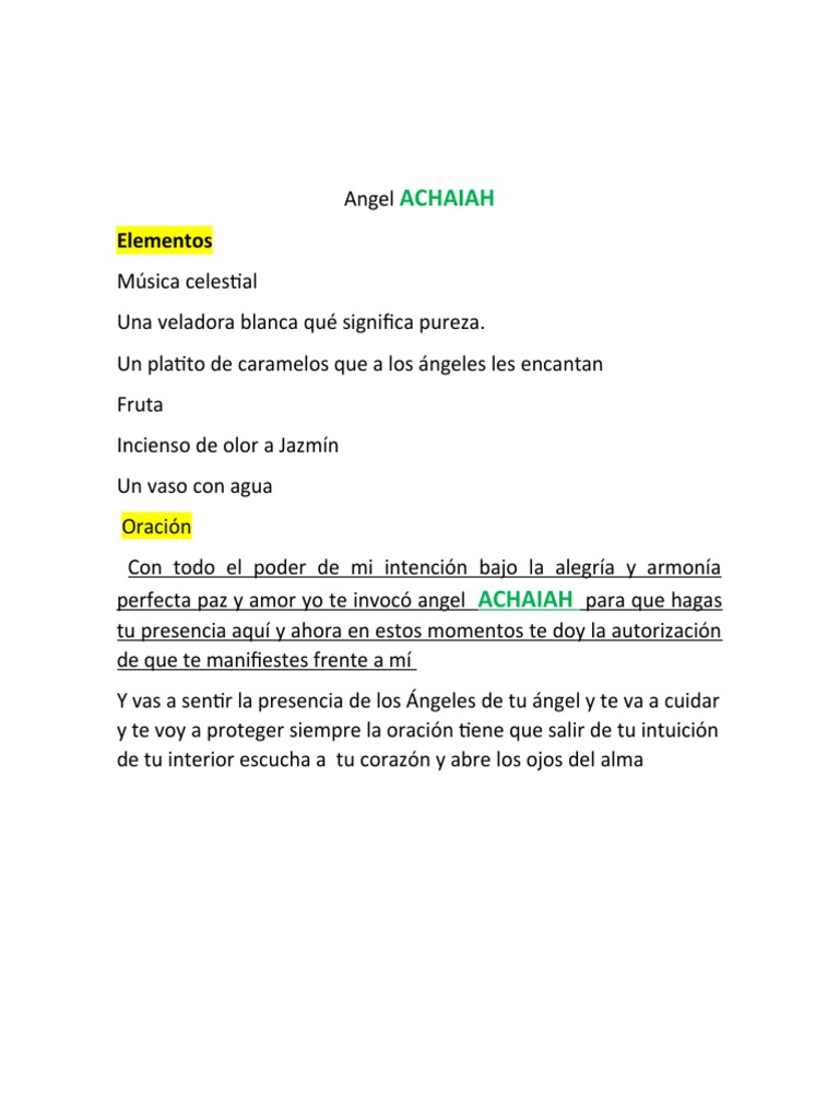 Angel Achaiah Oracion | PDF